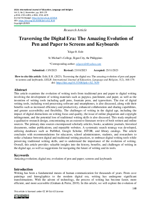 (PDF) Traversing the Digital Era: The Amazing Evolution of Pen and ...