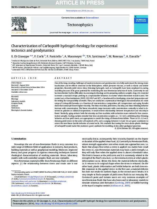 (PDF) Characterization of Carbopol® hydrogel rheology for experimental ...