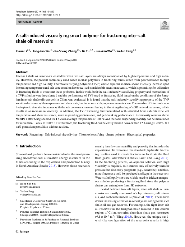 (PDF) A salt-induced viscosifying smart polymer for fracturing inter ...