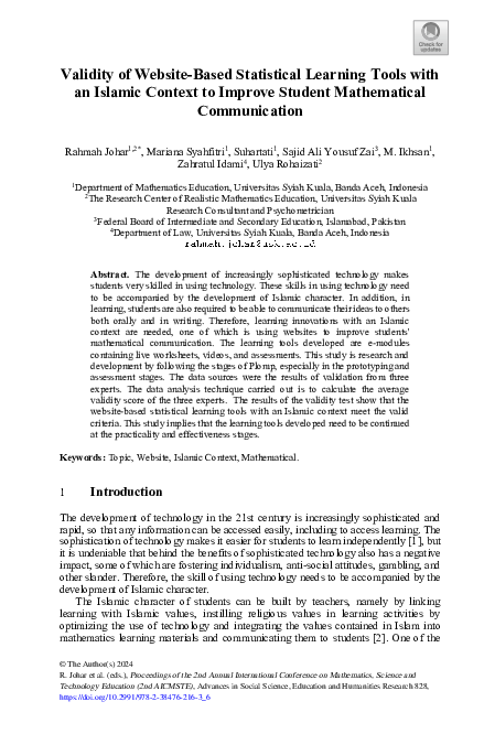 (PDF) Validity of Website-Based Statistical Learning Tools with an Islamic Context to Improve ...