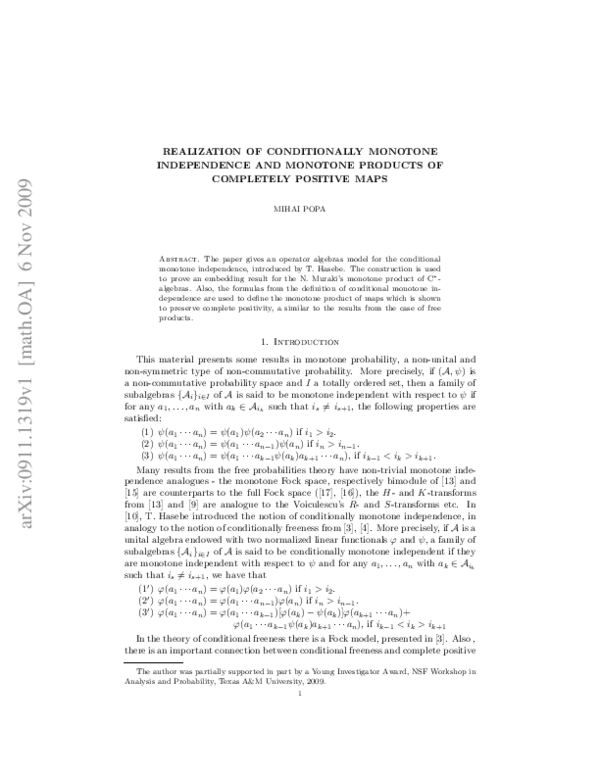 (PDF) Completely Positive Maps