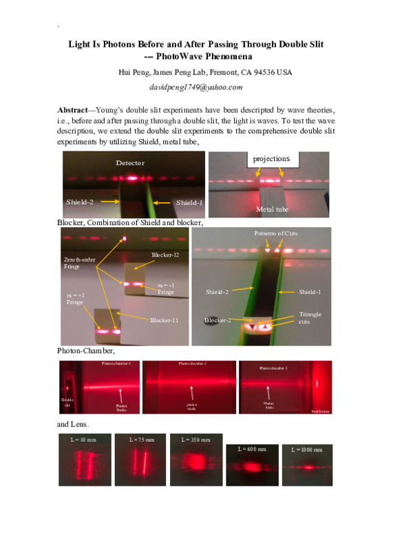 (PDF) Light Is Photons Before and After Passing Through Double Slit ...