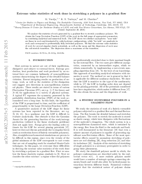 (PDF) Extreme-value statistics of work done in stretching a polymer in ...