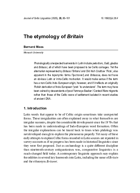 (PDF) The etymology of Britain