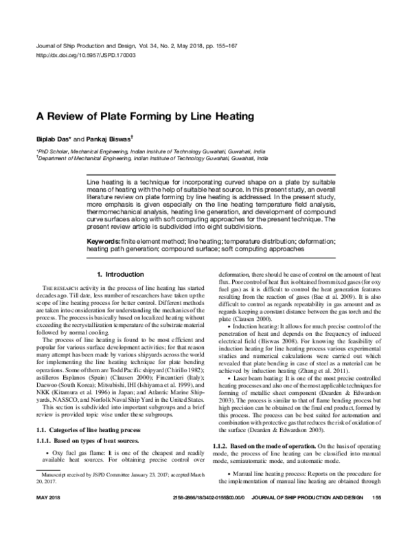 (PDF) A Review of Plate Forming by Line Heating
