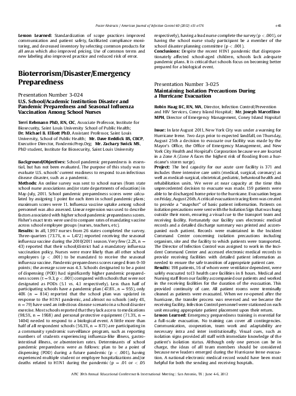 (PDF) Maintaining Isolation Precautions During a Hurricane Evacuation