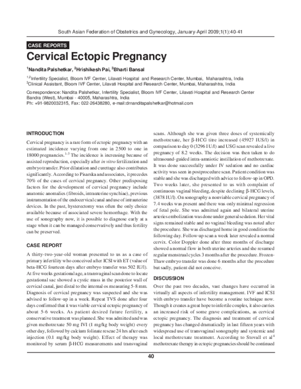 (PDF) Cervical Ectopic Pregnancy