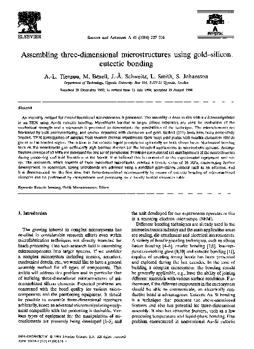 (PDF) Assembling three-dimensional microstructures using gold-silicon ...
