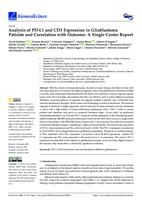 (PDF) Analysis of PD-L1 and CD3 Expression in Glioblastoma Patients and Correlation with Outcome ...