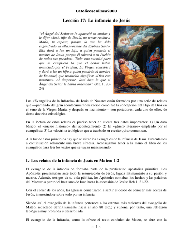 (PDF) Lección 17: La infancia de Jesús