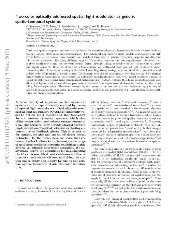 (PDF) Two-color optically addressed spatial light modulator as a ...