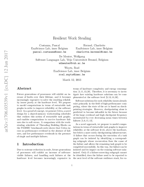 (PDF) Resilient Work Stealing
