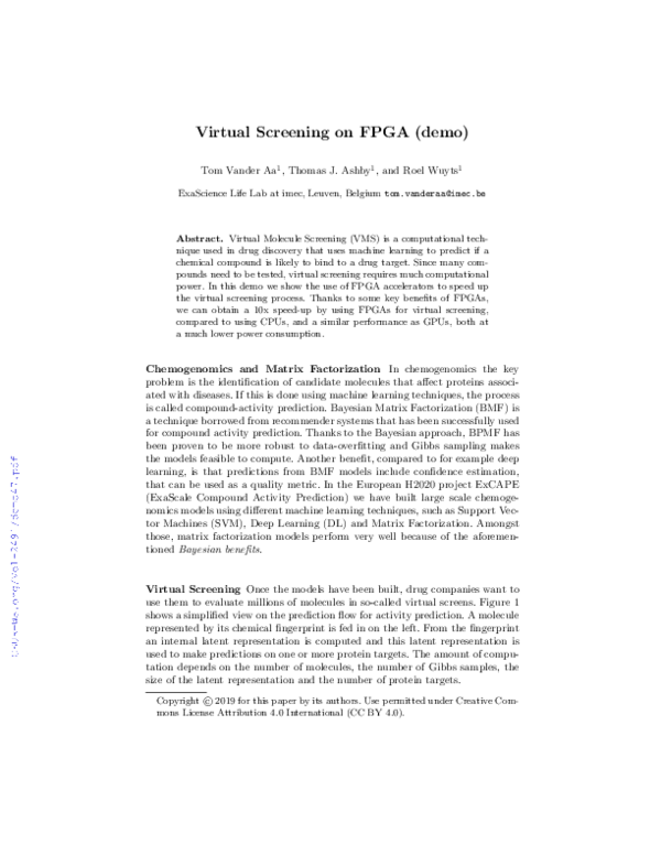 (PDF) Virtual Screening on FPGA