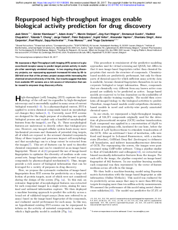 (PDF) Repurposed high-throughput images enable biological activity prediction for drug discovery