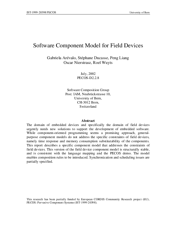 (PDF) Software Component Model for Field Devices