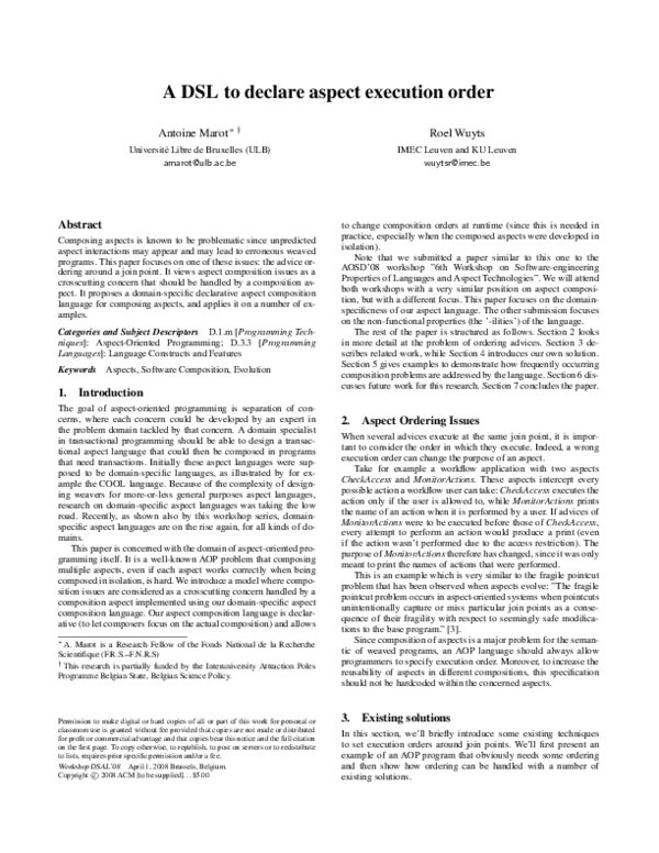 (PDF) A DSL to declare aspect execution order