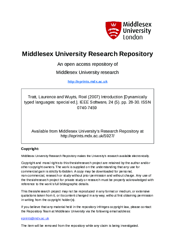 (PDF) Introduction [Dynamically typed languages: special ed.]