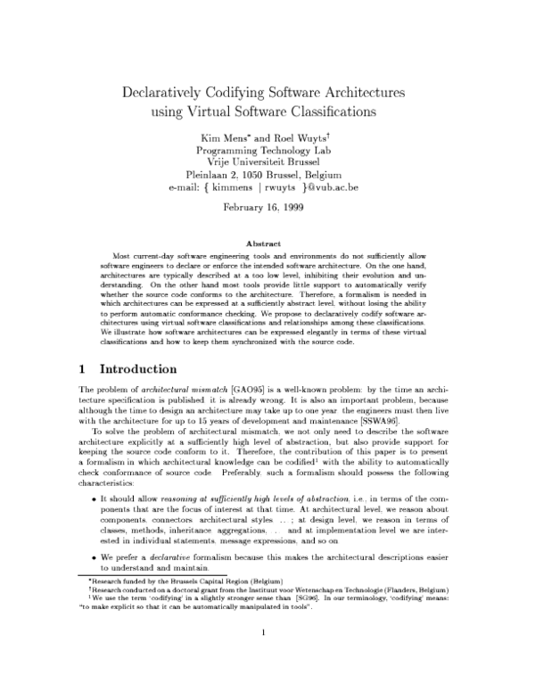 (PDF) Declaratively codifying software architectures using virtual ...