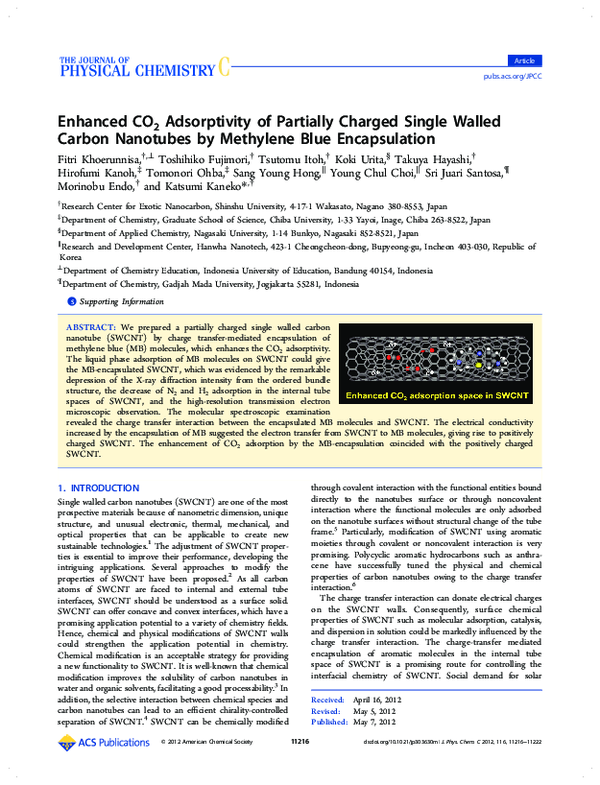 (PDF) Enhanced CO2 Adsorptivity of Partially Charged Single Walled ...