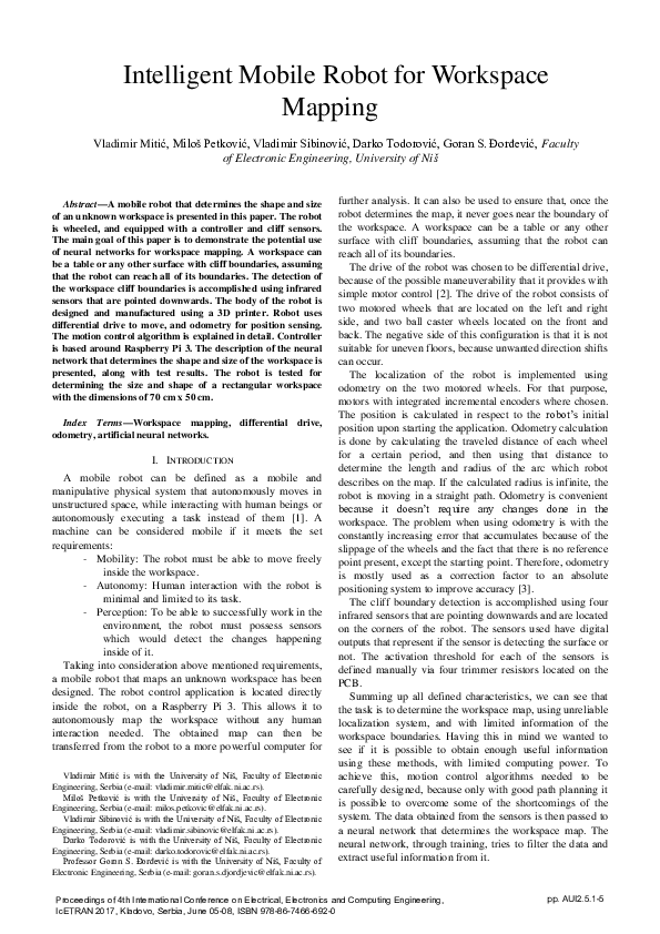 (PDF) Intelligent Mobile Robot for Workspace Mapping