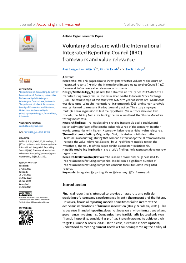 (PDF) Voluntary disclosure with the International Integrated Reporting Council (IIRC) framework ...