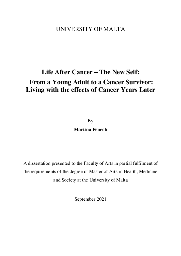 (PDF) Life After Cancer -The New Self: From a Young Adult to a Cancer ...
