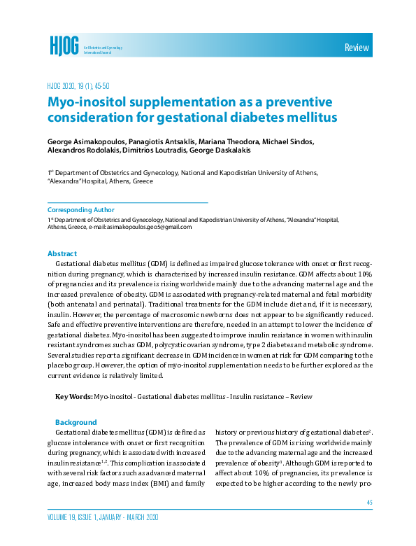 (PDF) Myo-inositol supplementation as a preventive consideration for ...