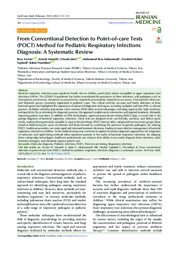(PDF) From Conventional Detection to Point-of-care Tests (POCT) Method ...
