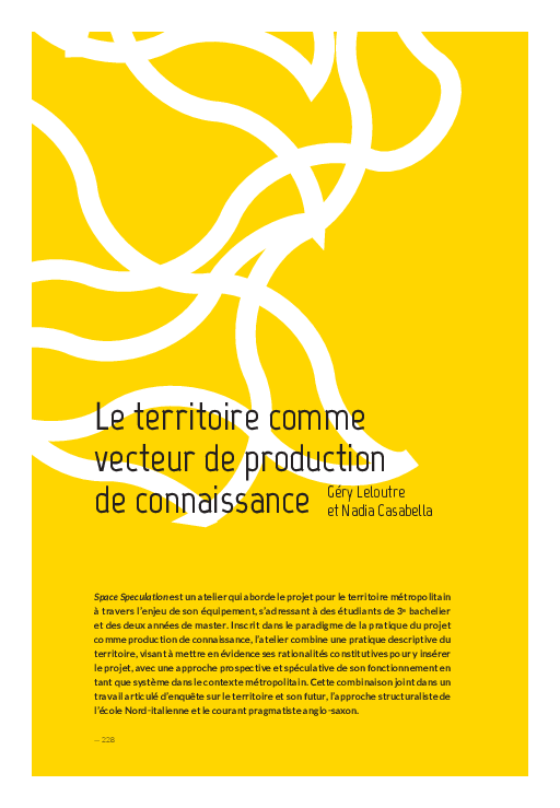 (PDF) Le territoire comme vecteur de production de connaissance