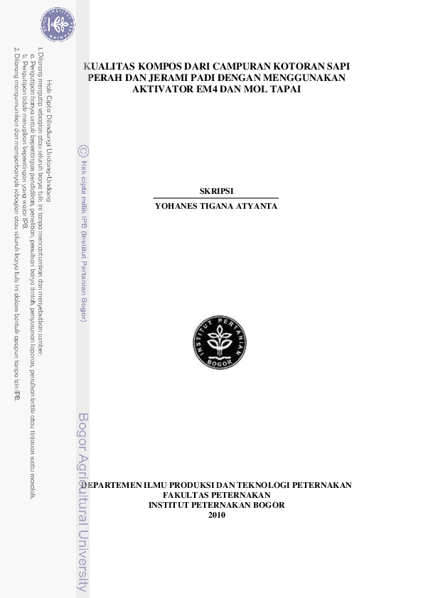 (PDF) KUALITAS KOMPOS DARI CAMPURAN KOTORAN SAPI PERAH DAN JERAMI PADI ...