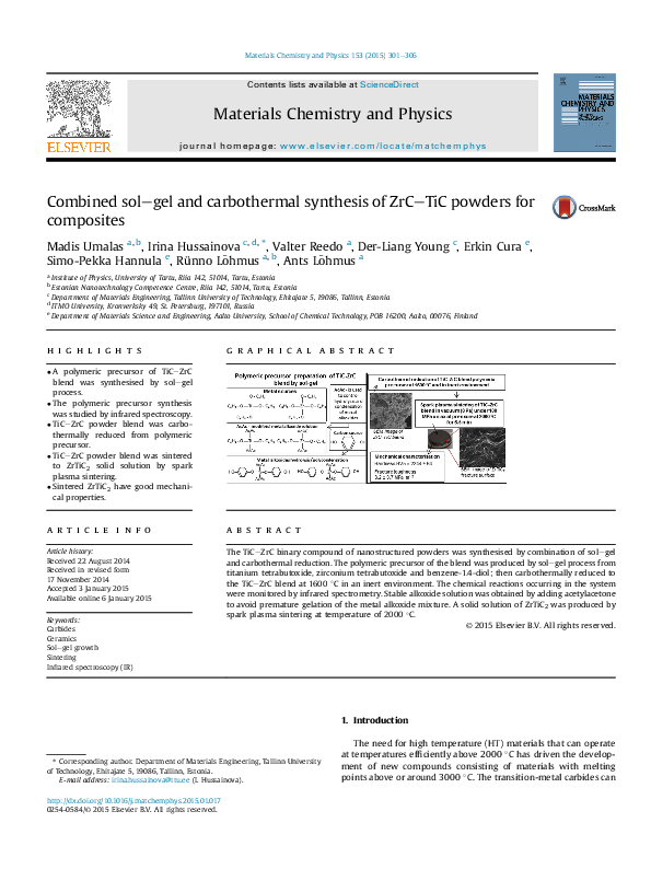 (PDF) Combined sol–gel and carbothermal synthesis of ZrC–TiC powders ...