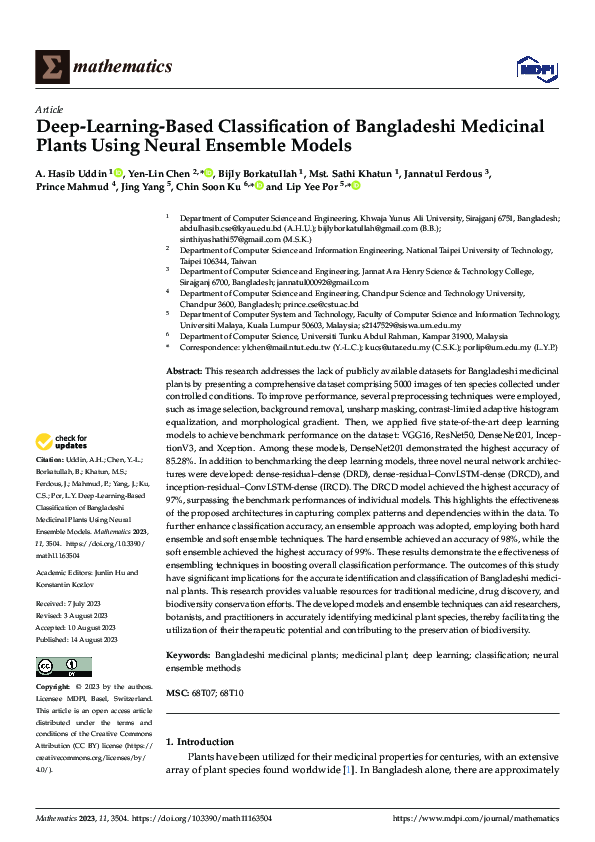 (PDF) Deep-Learning-Based Classification of Bangladeshi Medicinal Plants Using Neural Ensemble ...
