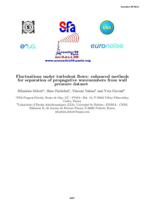 (PDF) Fluctuations under turbulent flows: Enhanced methods for separation of propagative ...