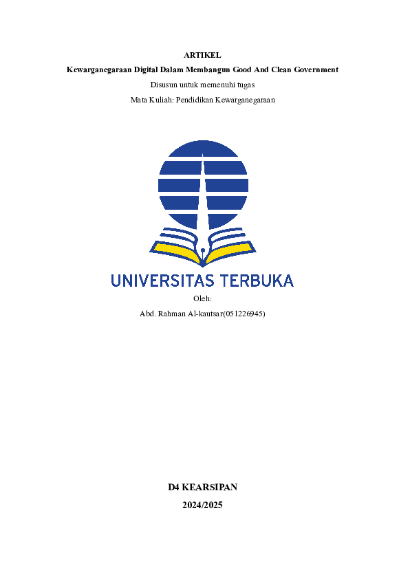 (PDF) Kewarganegaraan Digital Dalam Membangun Good And Clean Government