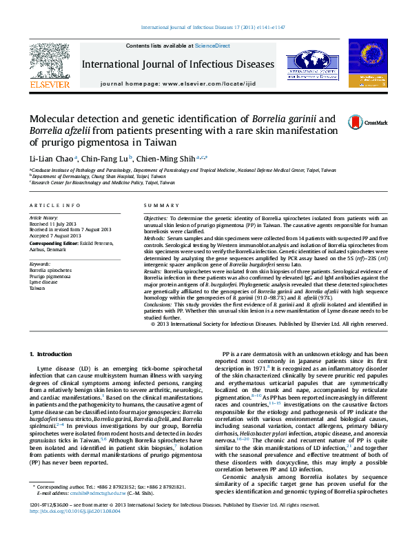 (PDF) Molecular detection and genetic identification of Borrelia ...