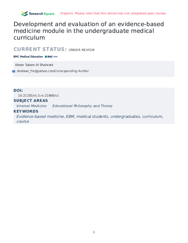 (PDF) Development and evaluation of an evidence-based medicine module ...