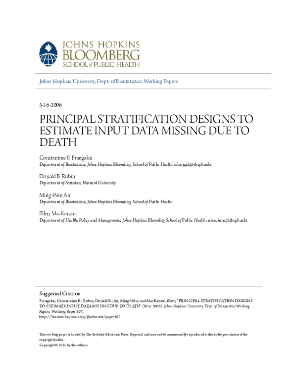 (PDF) Principal Stratification Designs to Estimate Input Data Missing Due to Death