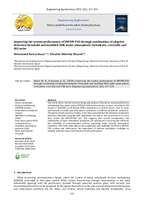 (PDF) Improving the system performance of DWDM-FSO through combination of adaptive detection ...