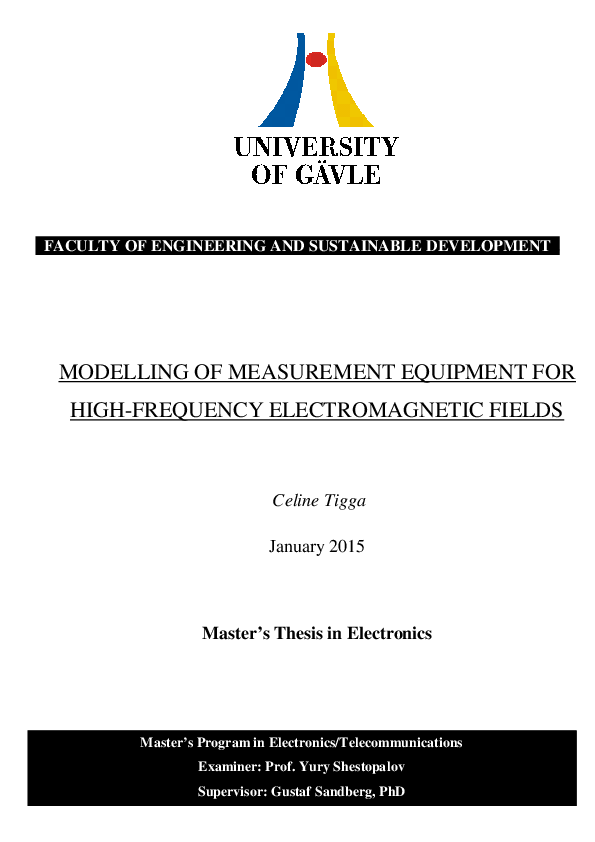 (PDF) Modelling of Measurement Equipment for High Frequency Electromagnetic Fields