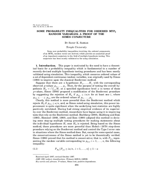 (PDF) Some probability inequalities for ordered $\rm MTP\sb 2$ random variables: a proof of the ...