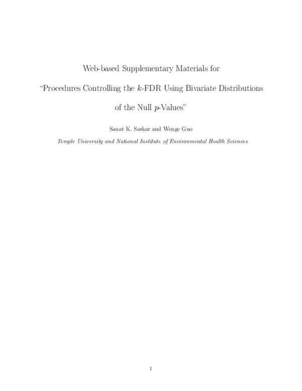 (PDF) Procedures controlling the k-FDR using bivariate distributions of the null p-values
