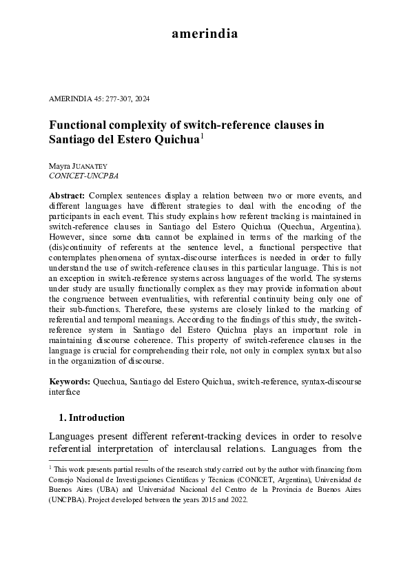 (PDF) Functional complexity of switch-reference clauses in