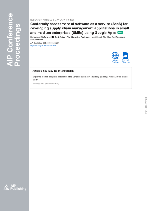 (PDF) Conformity assessment of software as a service (SaaS) for developing supply chain ...