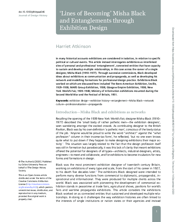 (PDF) ‘Lines of Becoming’ Misha Black and Entanglements through ...