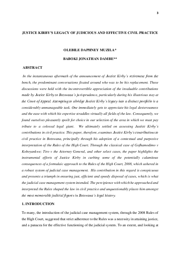 (PDF) JUSTICE KIRBY'S LEGACY OF JUDICIOUS AND EFFECTIVE CIVIL PRACTICE
