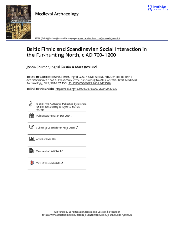 (PDF) Baltic Finnic and Scandinavian Social Interaction in the Fur ...