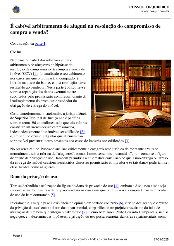 (PDF) É cabível arbitramento de aluguel na resolução do compromisso de ...