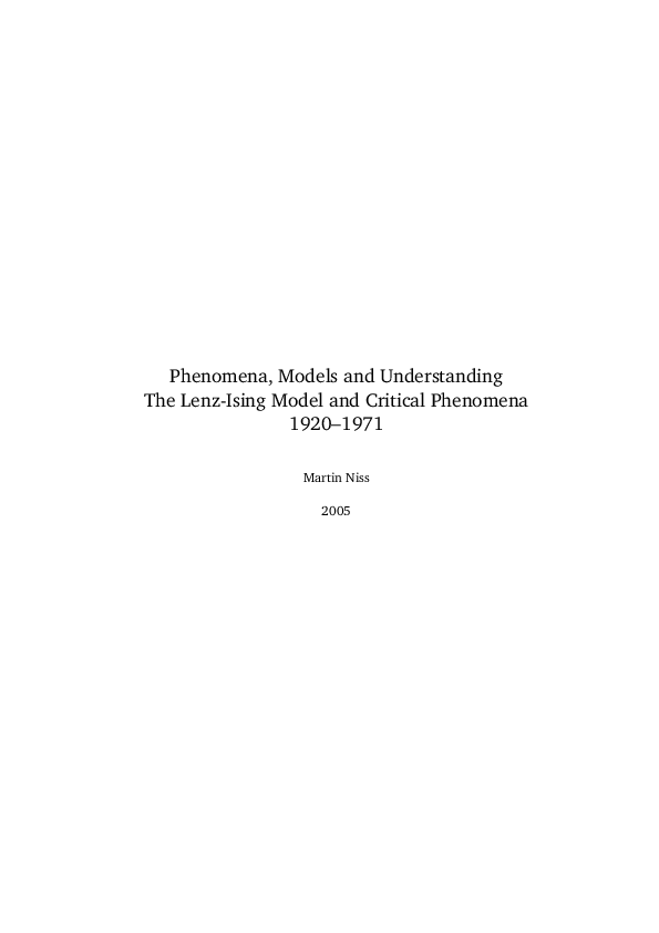 (PDF) Phenomena, Models and Understanding : The Lenz-Ising model and ...