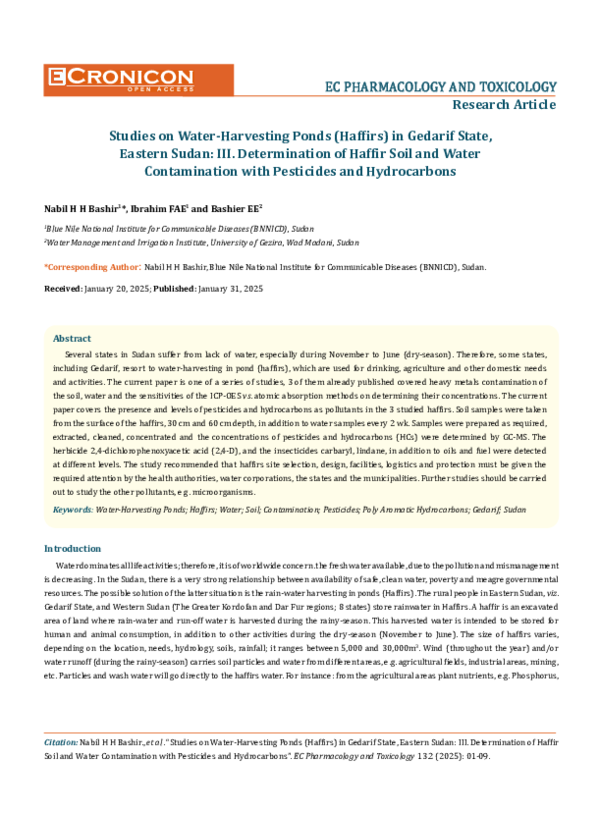 (PDF) Studies on Water-Harvesting Ponds (Haffirs) in Gedarif State ...