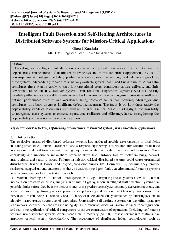 (PDF) Intelligent Fault Detection and Self-Healing Architectures in Distributed Software Systems ...
